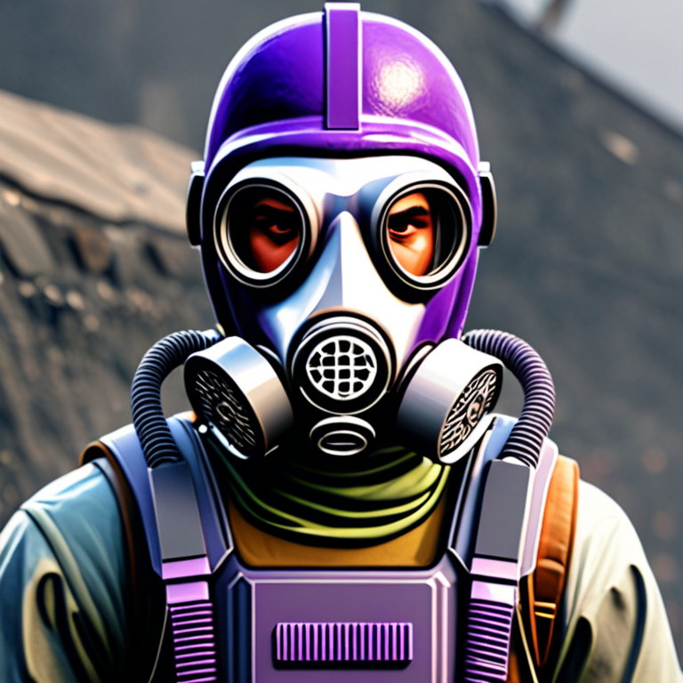 Create an animalistic battle royale character with a gas mask with ...