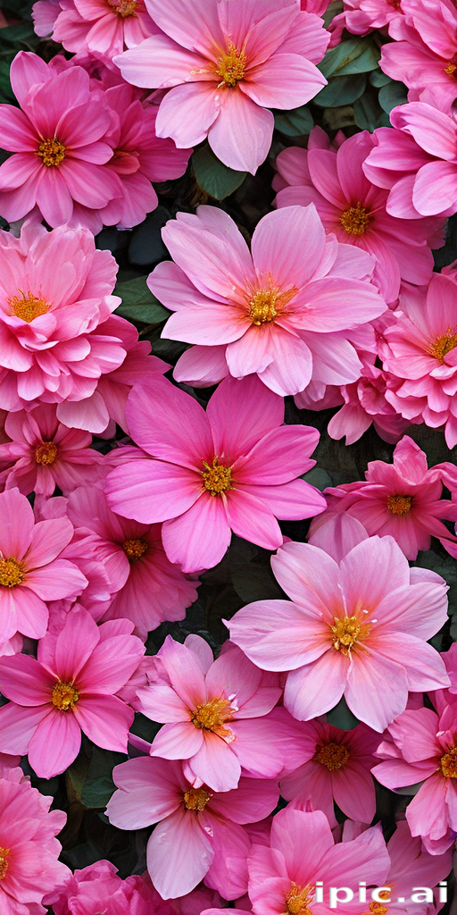 A Vibrant Display of Pink Flowers in Full Bloom, Nature's Beauty Unfolded.