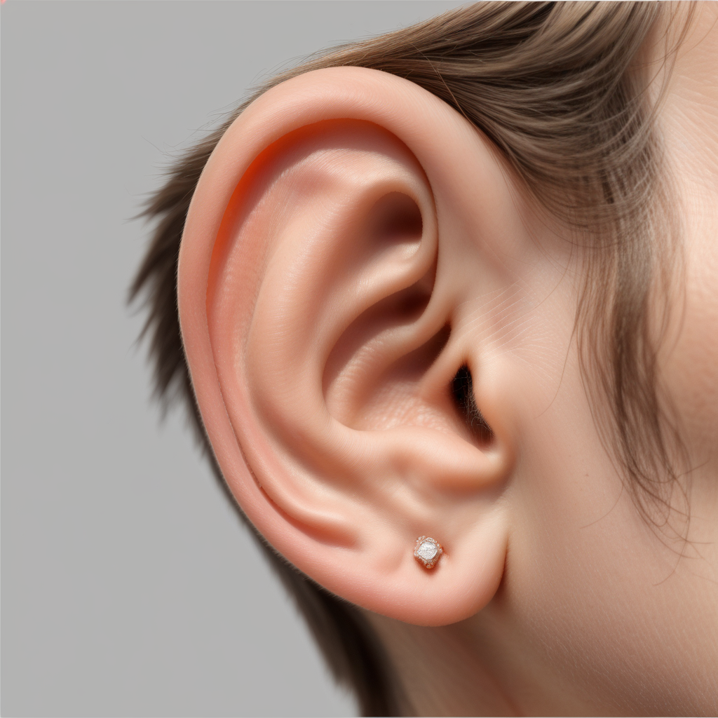 Close-Up View of a Human Ear with a Delicate Earring Detail