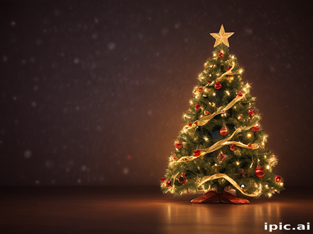 Beautifully Decorated Christmas Tree Sparkling with Lights and Ornaments