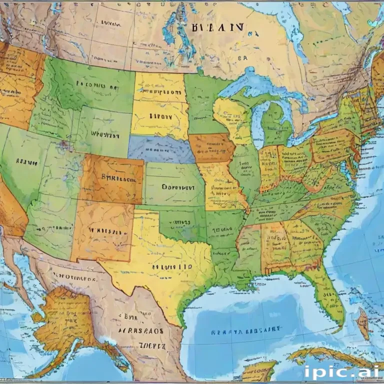 Detailed Map of the United States Highlighting States and Geographic ...