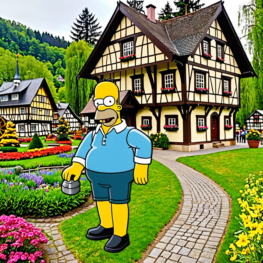 German Homer Simpson enjoys a leisurely walk in the Schwarzwald ...