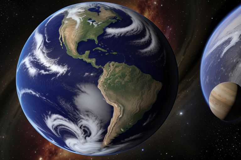 Stunning Cosmic View of Earth Surrounded by Celestial Bodies in Space