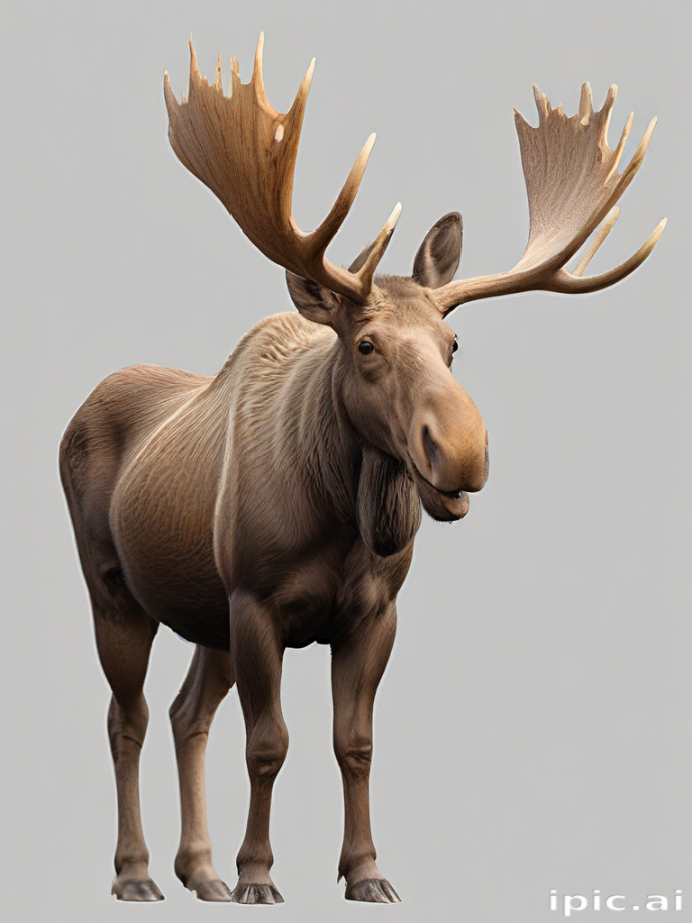 A Majestic Moose Displaying Its Impressive Antlers in Natural Pose.