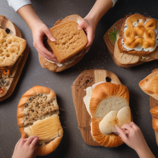 happy people eating homemade bread