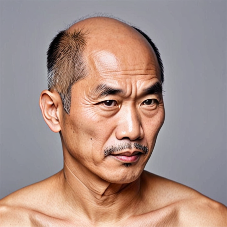 Asian man with greying hair going bald
