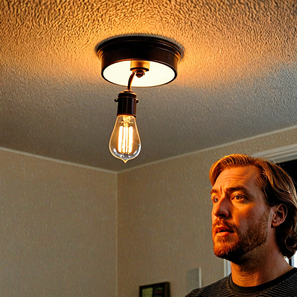 vision in 1 person looking at a failing light fixture