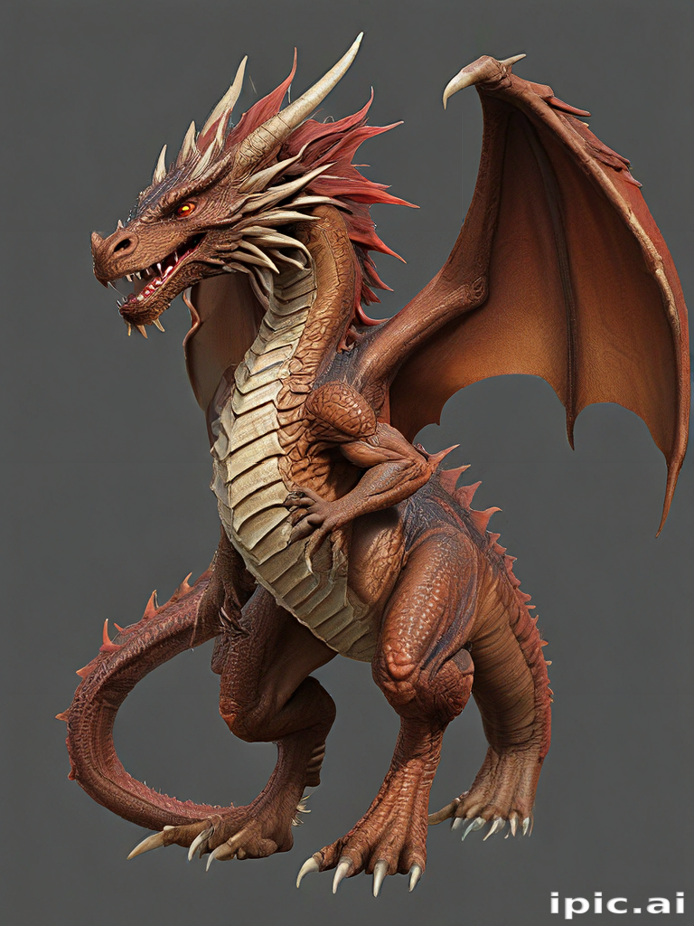 Majestic Red Dragon with Impressive Wings and Fierce Expression in ...