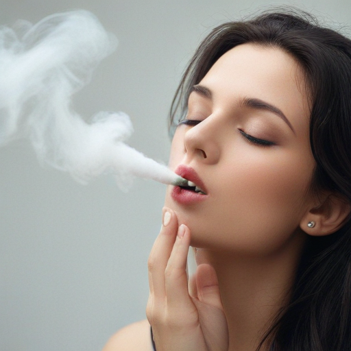 Ladies exhaling smoke in mouths