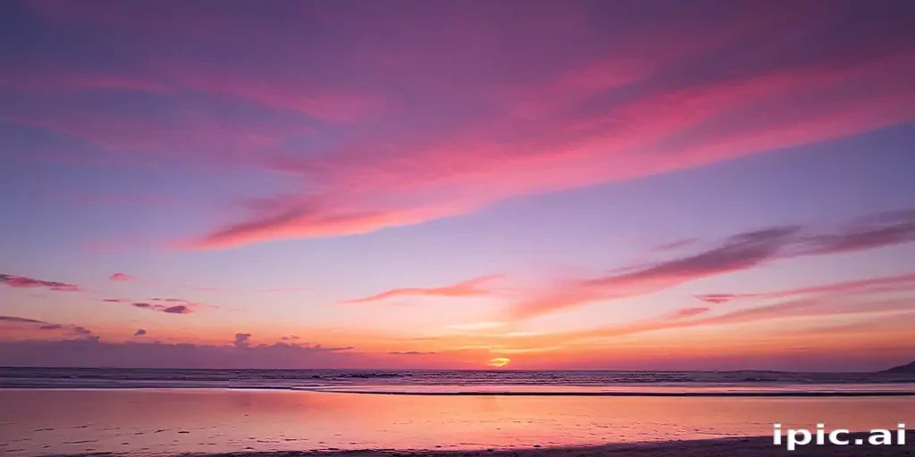 Serene Sunset Over the Ocean with Colorful Skies and Gentle Waves