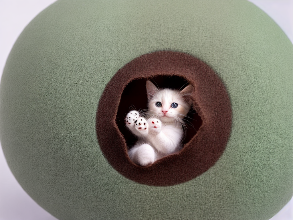 Kitten hatching from an egg