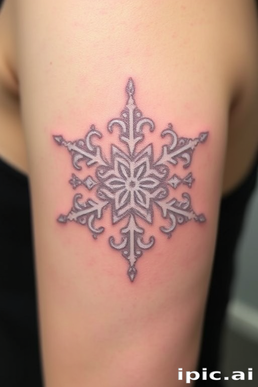 Intricate Snowflake Tattoo Design with Elegant Patterns on Arm
