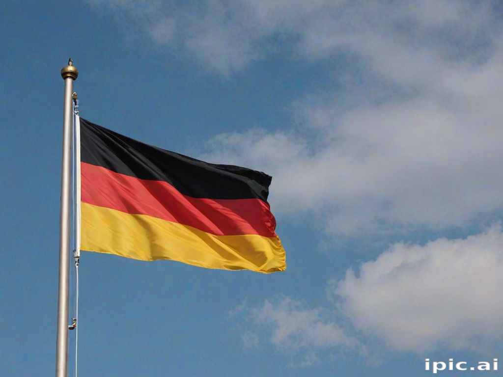 The Flag of Germany Waving Proudly Against a Clear Blue Sky