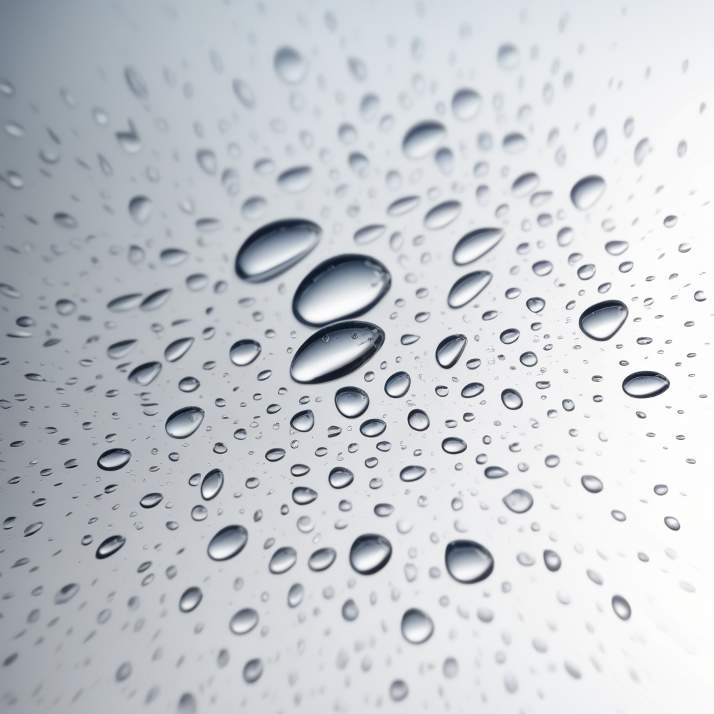 Close-Up View of Glimmering Water Droplets on a Smooth Surface