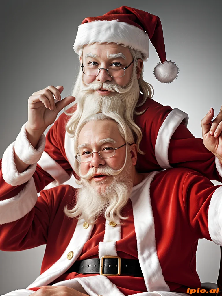 Two Cheerful Santas Enjoying a Joyous Holiday Celebration Together