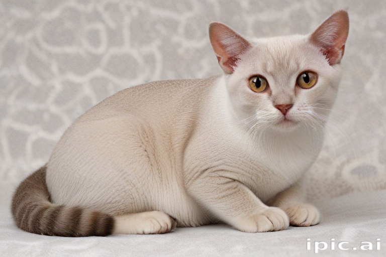 A Beautiful Cream-Colored Cat with Striking Yellow Eyes Posing Gracefully.