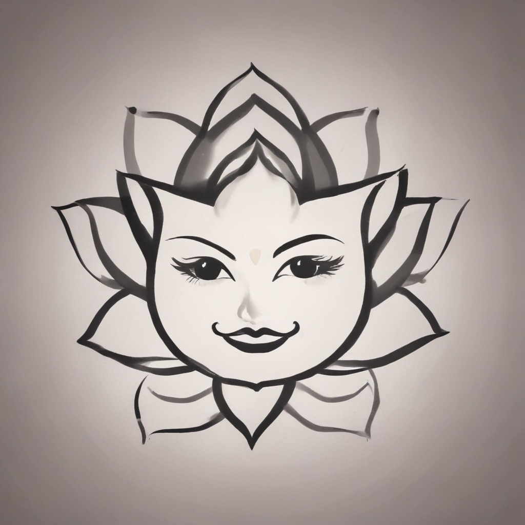 lotus flower with face as a logo