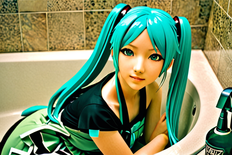Hatsune miku, bathroom, burglar