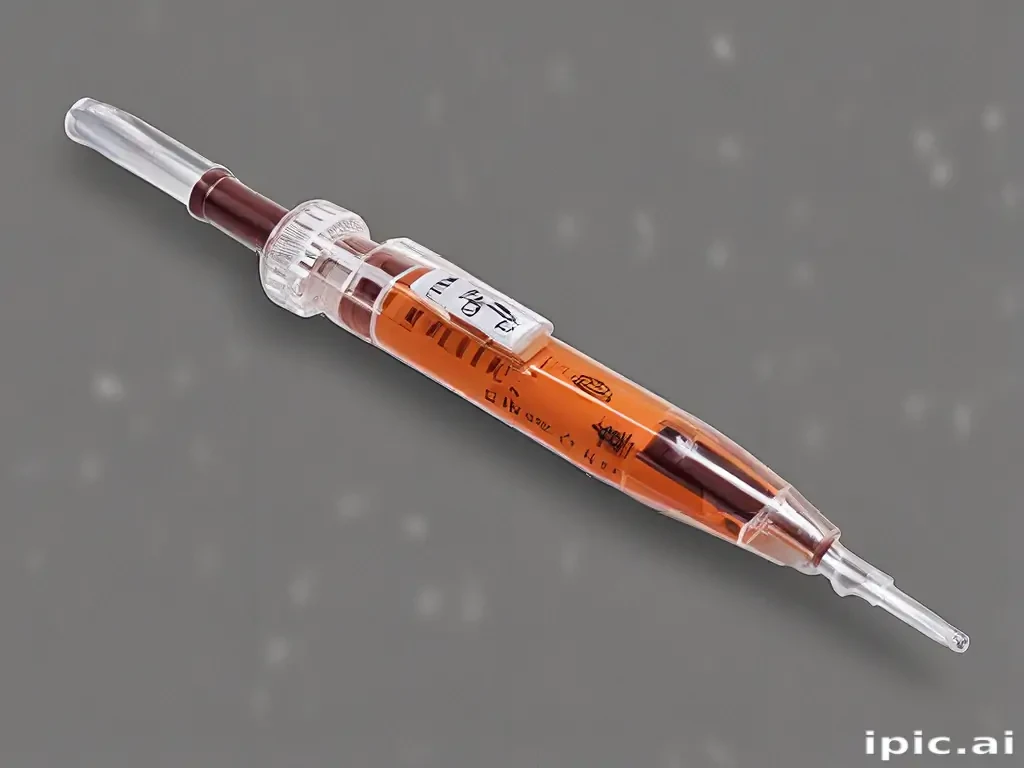 Close-Up of a Syringe Filled with Vivid Orange and Red Liquid