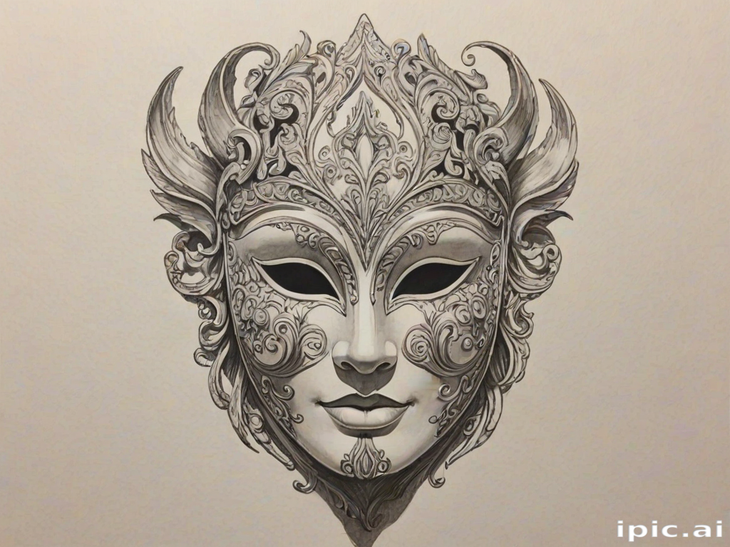 Intricately Designed Artistic Mask with Elegant Patterns and Mystical ...