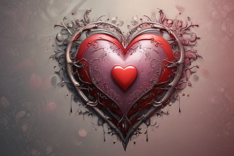 Intricate Heart Design Surrounded by Elegant Thorns and Romantic Elements