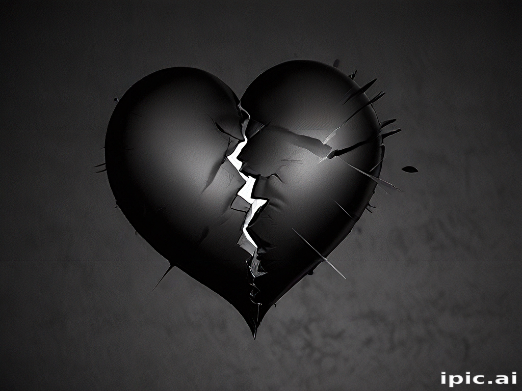 Broken Heart Symbolizing Heartache and Emotional Pain in Dark Colors