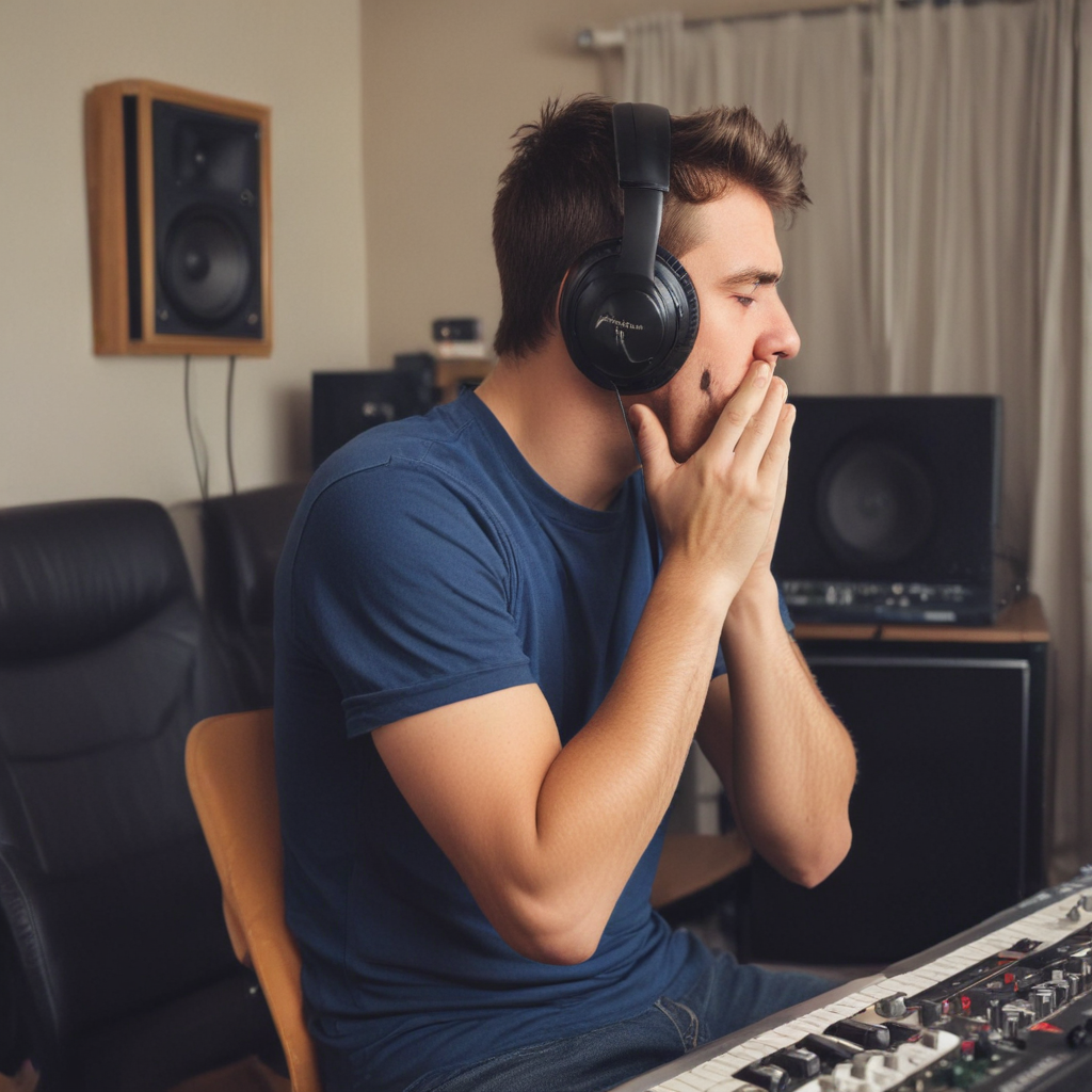 a really frustrated musician in home recording studio