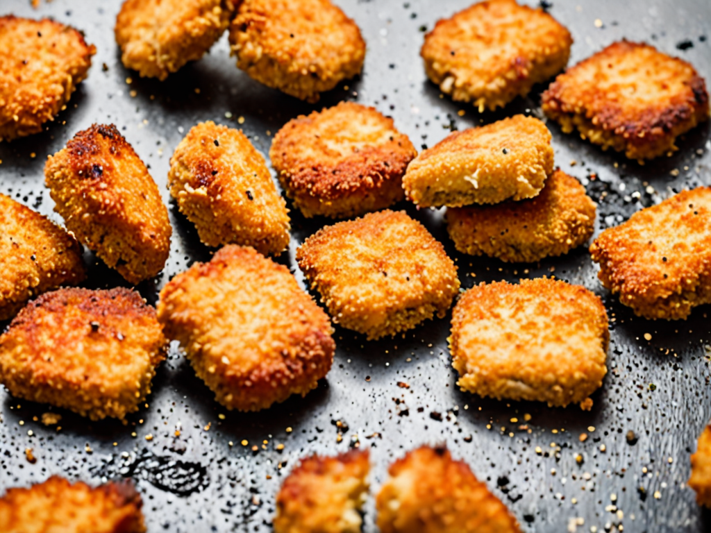 chicken nuggets that have gotten burnt