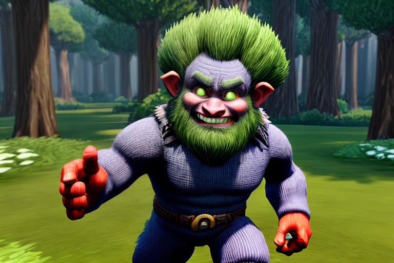 Creepy realistic troll in a woodland mansion