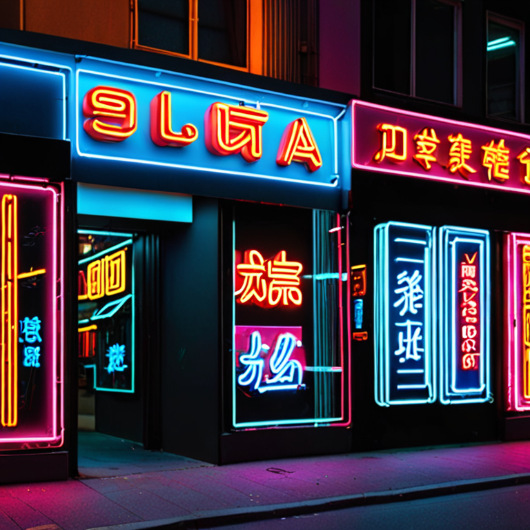 jintai is name on a neon store sign surreal art