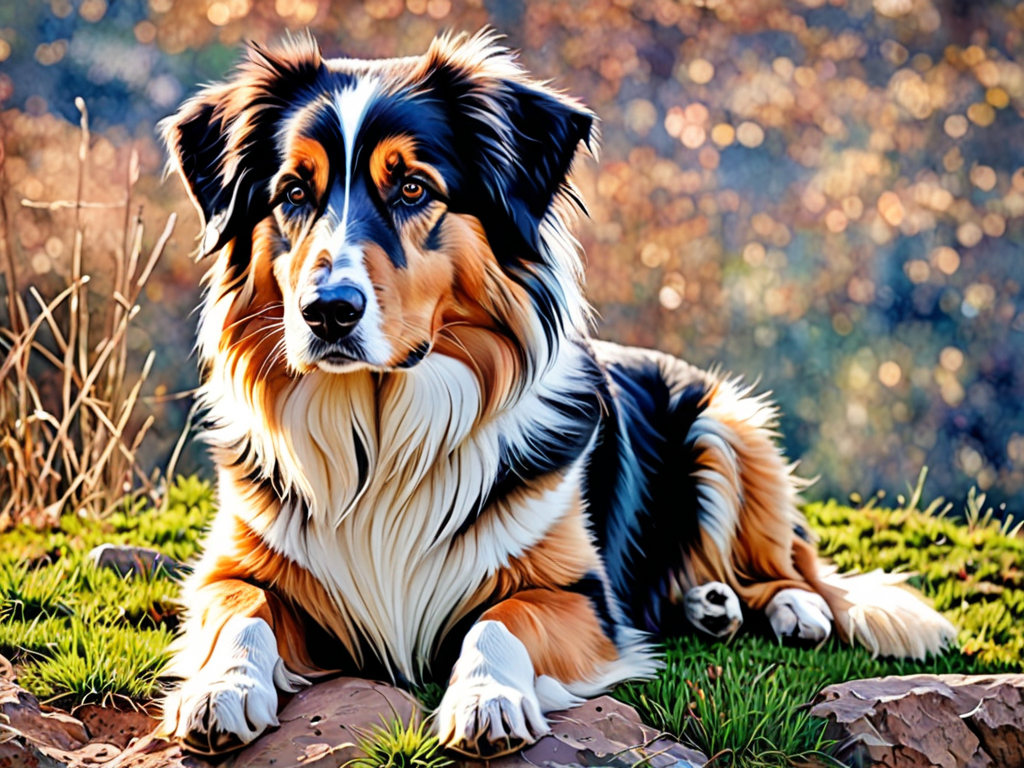 english shepard dog, champion, gorgeous, with long hair, detailed, high ...
