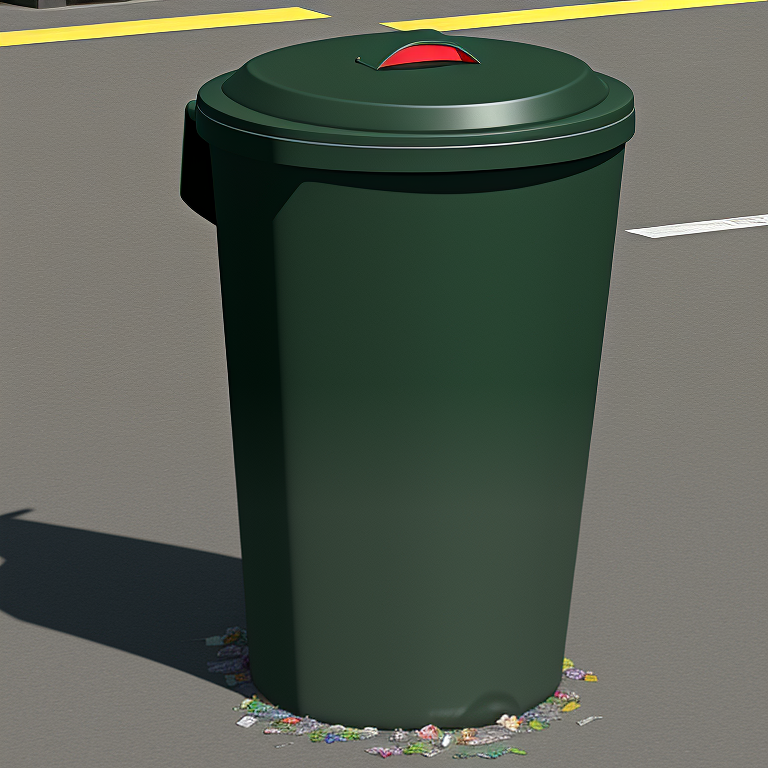 Stylish Black Trash Can with a Sleek, Open Lid for Easy Access