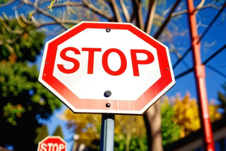 Bright Red Stop Sign Alerting Drivers to Halt at Intersection Ahead
