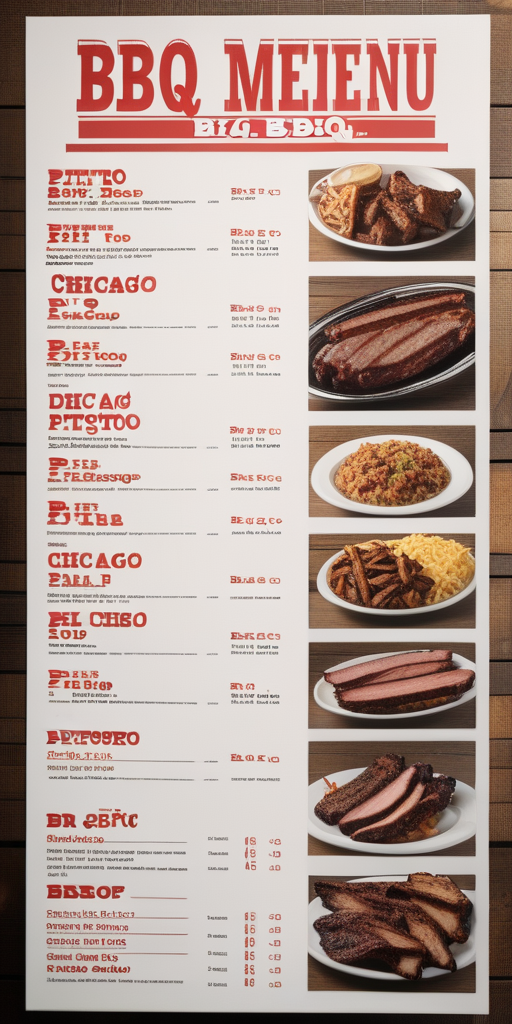 Delicious BBQ Menu Featuring Various Meats and Tasty Side Dishes