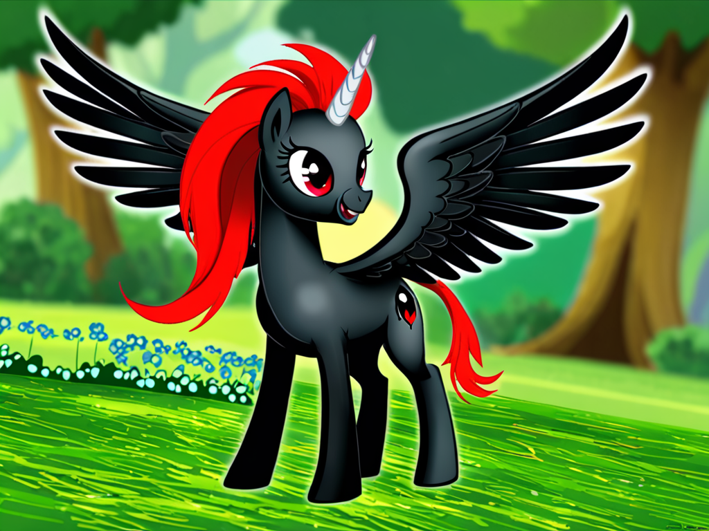 mlp g4 pony mare dark alicorn white markings on face red eyes red and ...