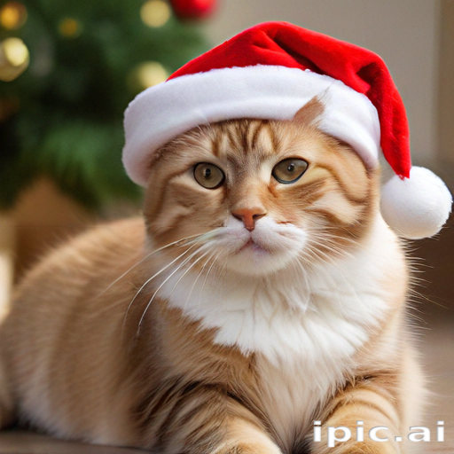 Festive Feline: A Cat Dressed in a Santa Hat for Christmas