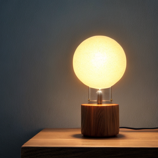 Wooden table with a lamp on topWooden table with a lamp on top