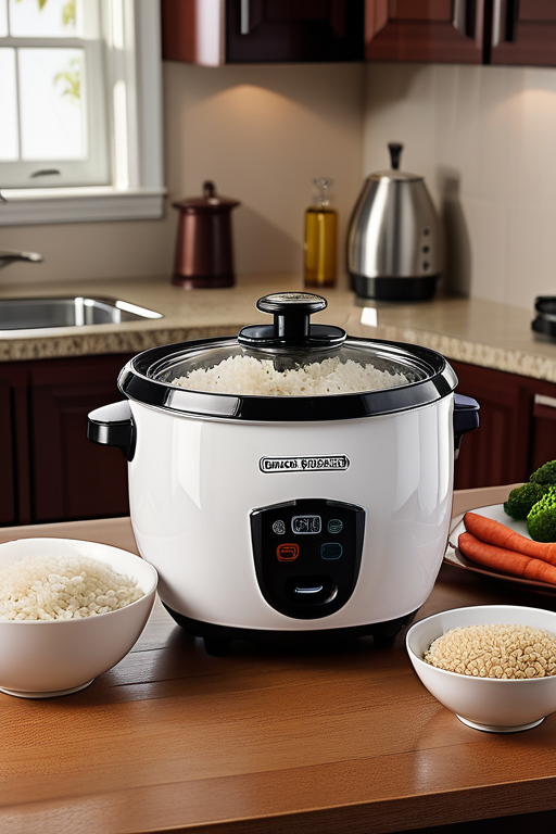 Modern Rice Cooker Ready to Prepare Delicious White Rice in Kitchen
