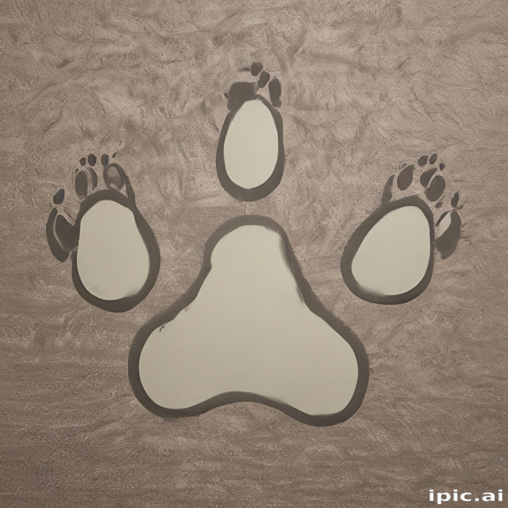 A Large Paw Print Design Imprinted on a Textured Background Surface.