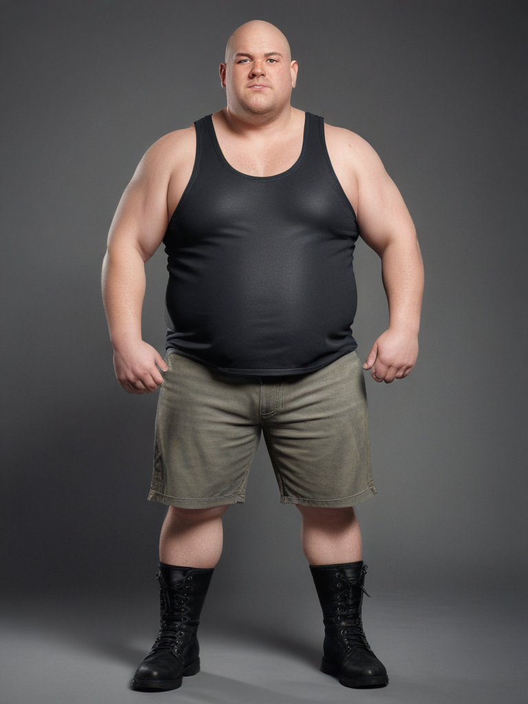 Realistic chubby bald wrestlet guy, full body, realistic wrestling ...