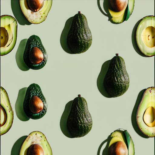 Vibrant Display of Fresh Avocados on a Soft Green Background
