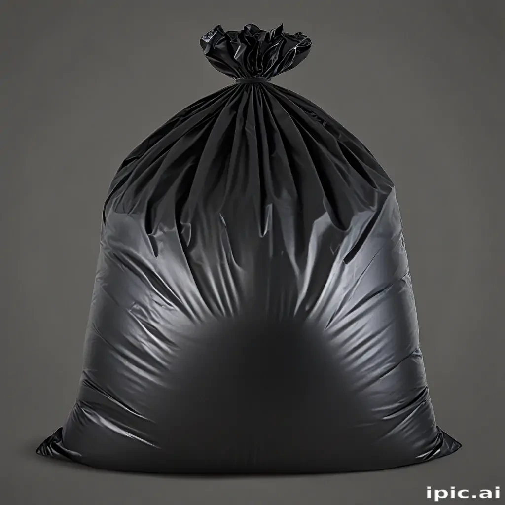 A Large Black Trash Bag Filled with Unwanted Household Waste Materials