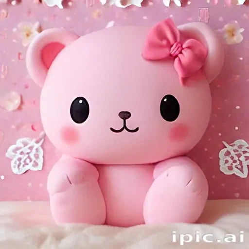 Adorable Pink Bear Figurine with a Cute Bow Against a Soft Background