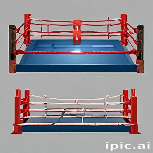 Detailed View of a Classic Red and White Boxing Ring Setup