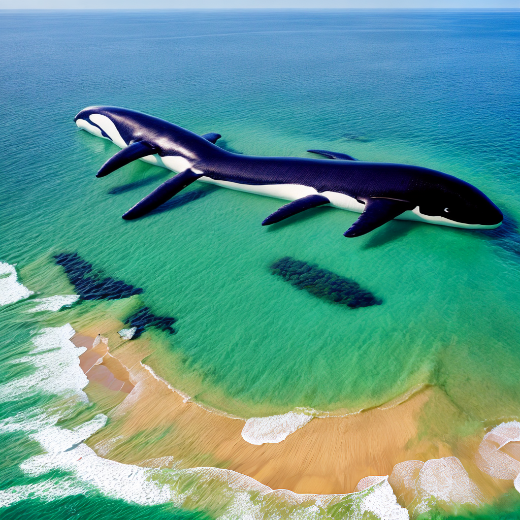 giant inflatable orca beach