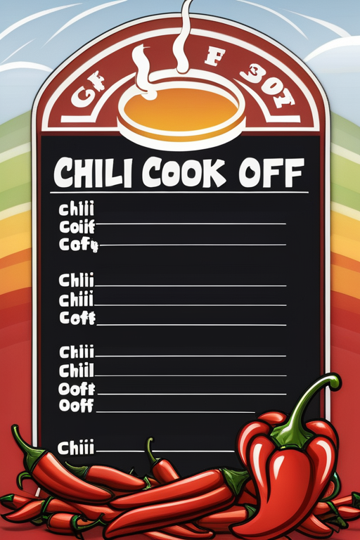 Exciting Chili Cook-Off Event Sign with Blank Spaces for Contestant Names