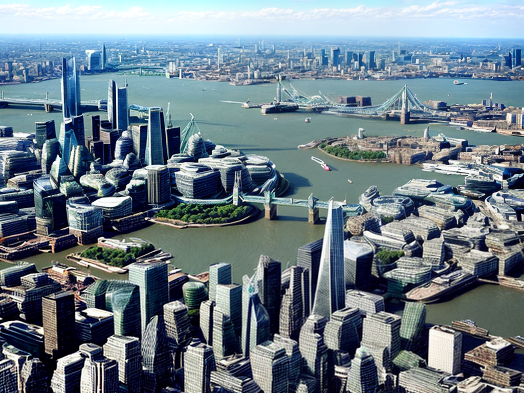 view of a financial district in London no trees