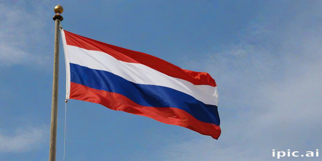 Waving National Flag Displaying Striking Colors Against a Clear Blue Sky.