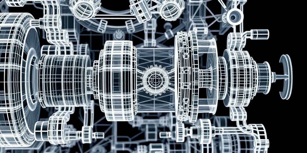 Intricate Blueprint Illustration of Advanced Mechanical Engineering ...