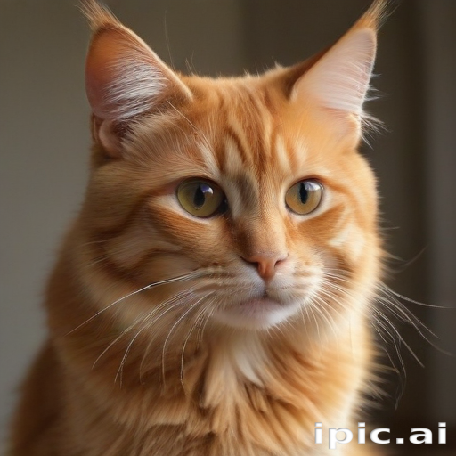 A Majestic Orange Cat with Striking Eyes and Fluffy Fur Portrait.
